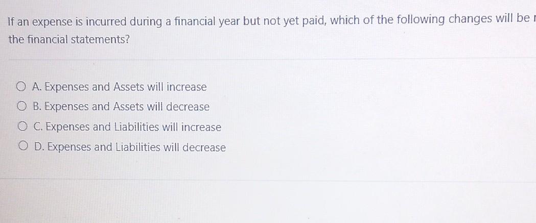 Solved If an expense is incurred during a financial year but | Chegg.com