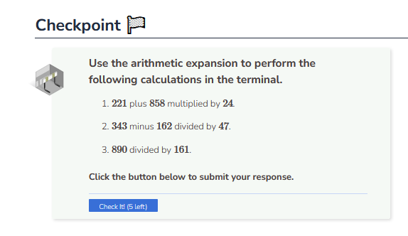 Solved CheckpointUse the arithmetic expansion to perform | Chegg.com