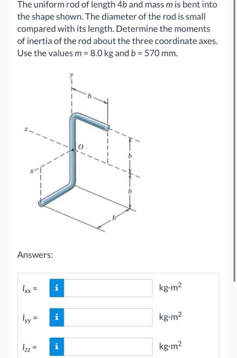 Solved The uniform rod of length 4b and mass m is bent into | Chegg.com Solved The uniform rod of length 4b and mass m is bent into | Chegg.com