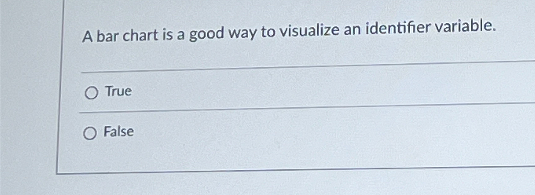 Solved A bar chart is a good way to visualize an identifier | Chegg.com