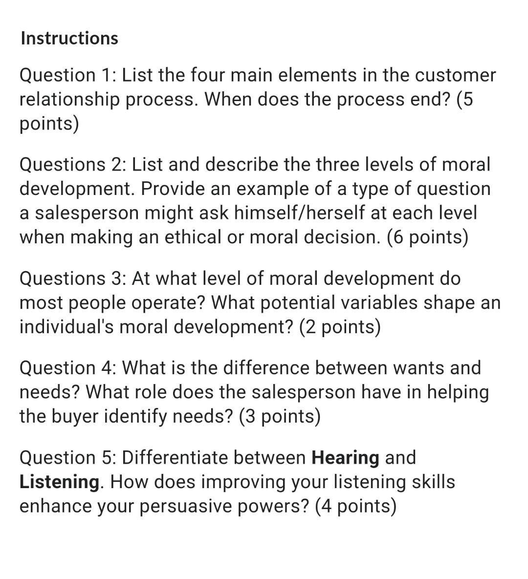 Solved Instructions Question 1: List the four main elements | Chegg.com