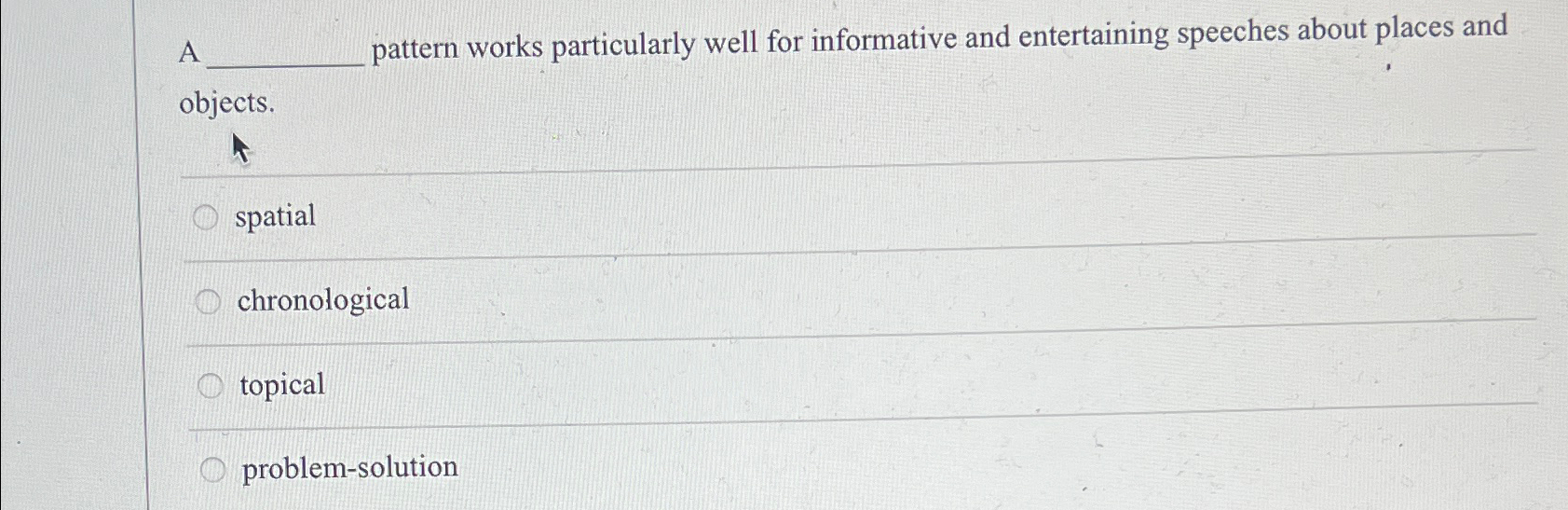 Solved A ﻿pattern works particularly well for informative | Chegg.com