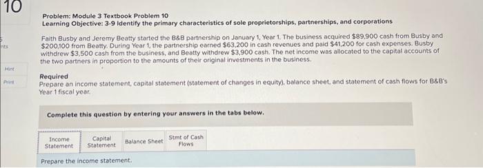 Solved Prepare a capital statement.Problem: Module 3 | Chegg.com