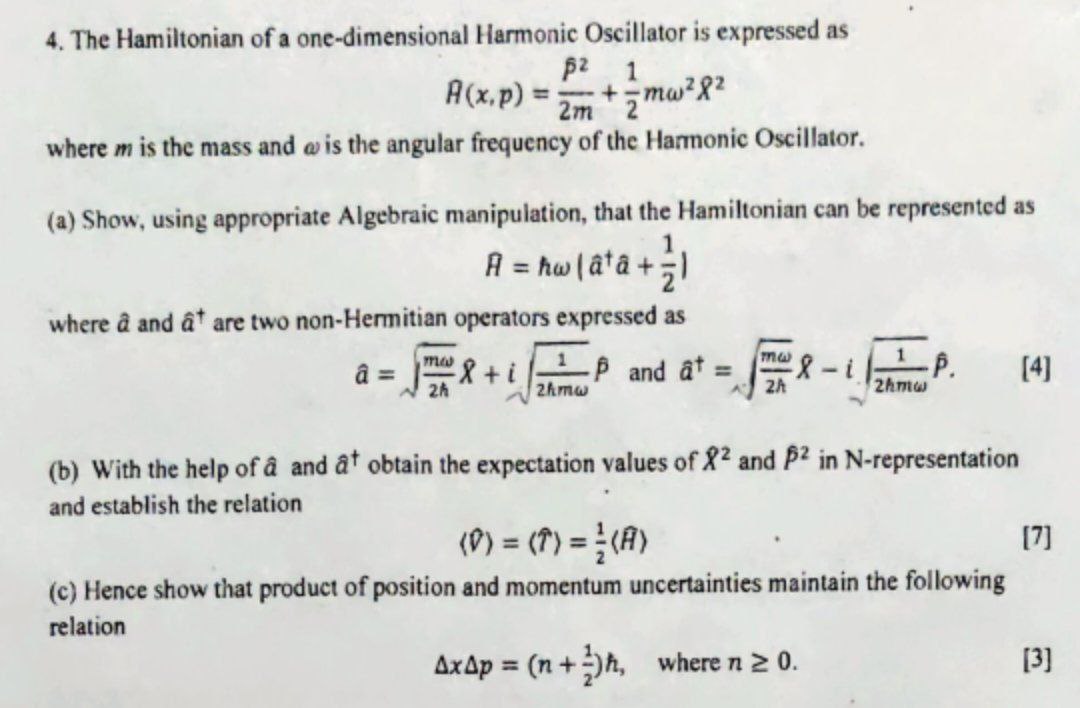 Solved The Hamiltonian of a one-dimensional Harmonic | Chegg.com