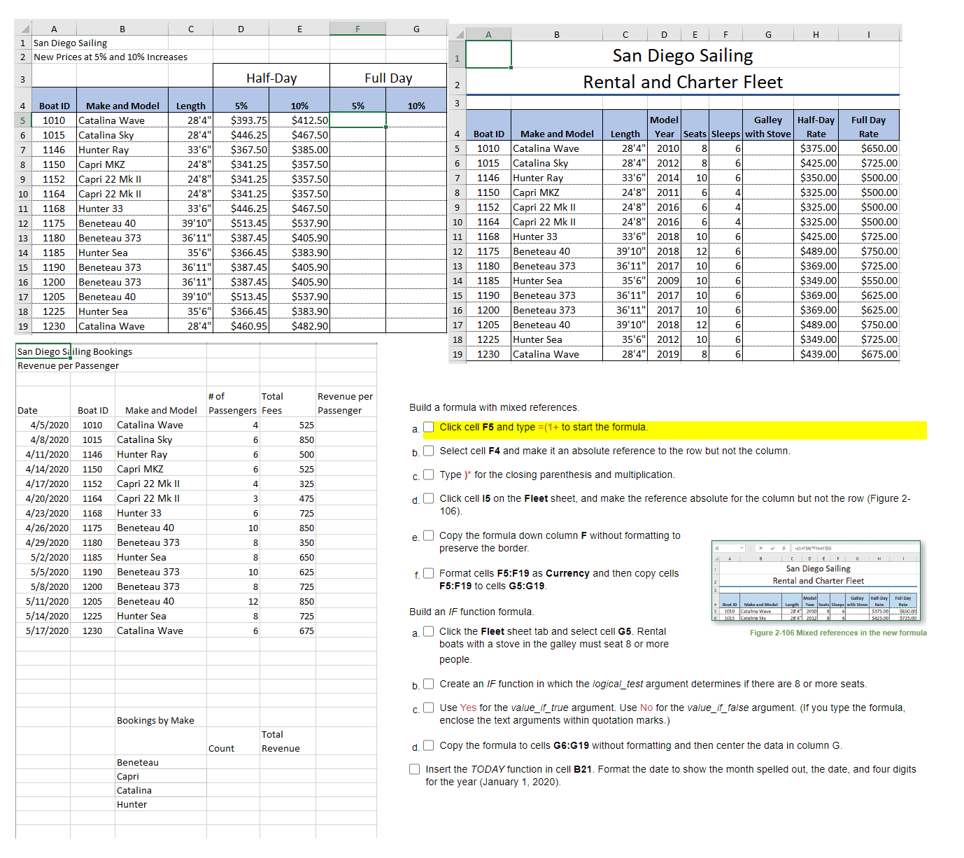 Build a formula with mixed references.Click cell F5 | Chegg.com