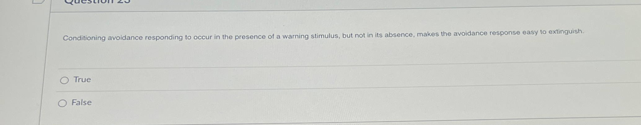Solved Conditioning avoidance responding to occur in the | Chegg.com