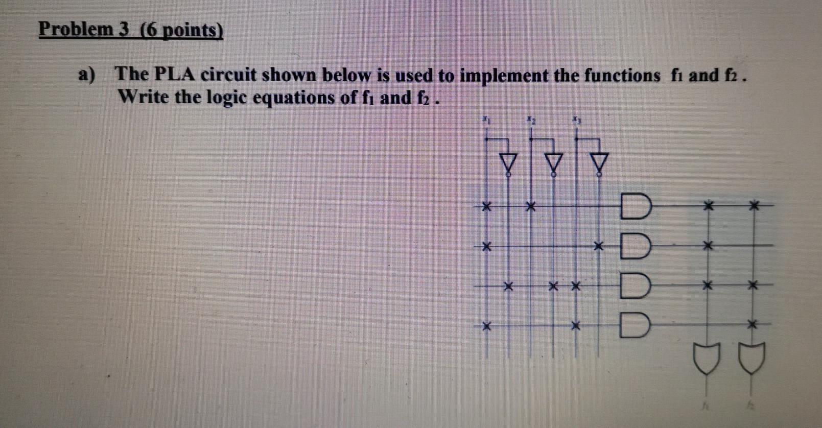 Solved Problem 3 (6 points) a) The PLA circuit shown below | Chegg.com