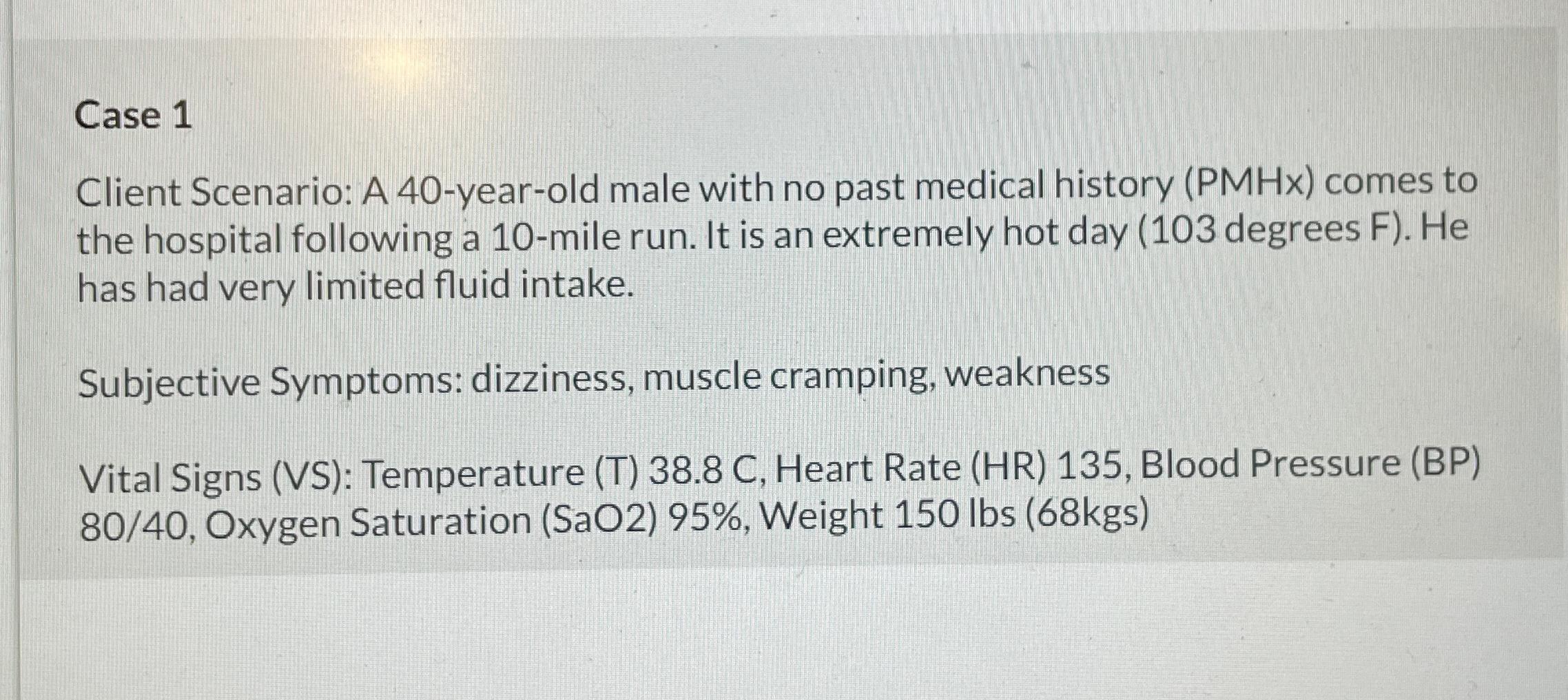 Solved Case 1Client Scenario: A 40-year-old male with no | Chegg.com