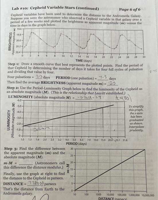 Solved Lab \#10: Cepheid Variable Stars (continued) Page 6 | Chegg.com