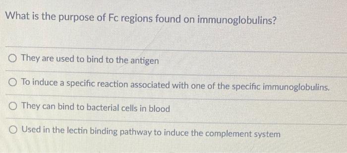 Solved What is the purpose of Fc regions found on | Chegg.com