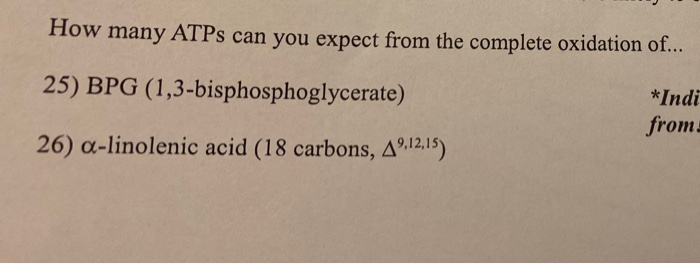 Solved How many ATP can you excpect from the complete | Chegg.com