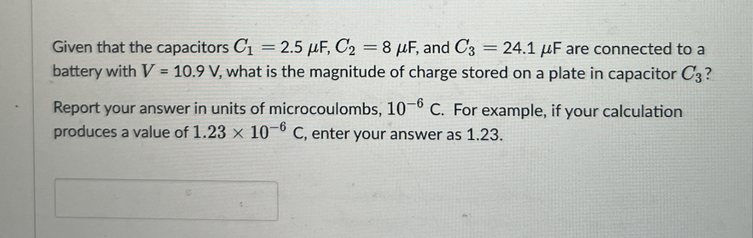 Solved Given that the capacitors C1=2.5μF,C2=8μF, ﻿and | Chegg.com