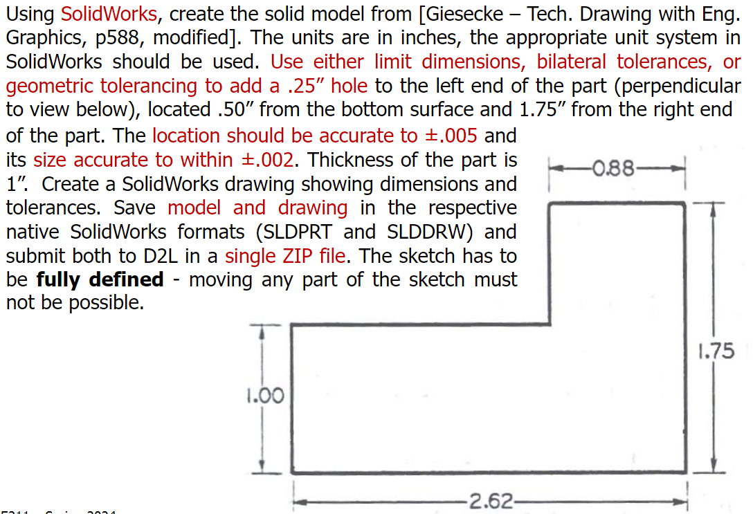 Solved Using SolidWorks, create the solid model from | Chegg.com