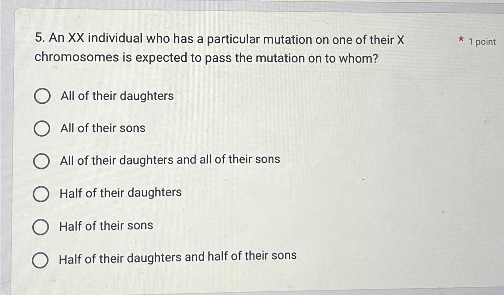 Solved An xx ﻿individual who has a particular mutation on | Chegg.com