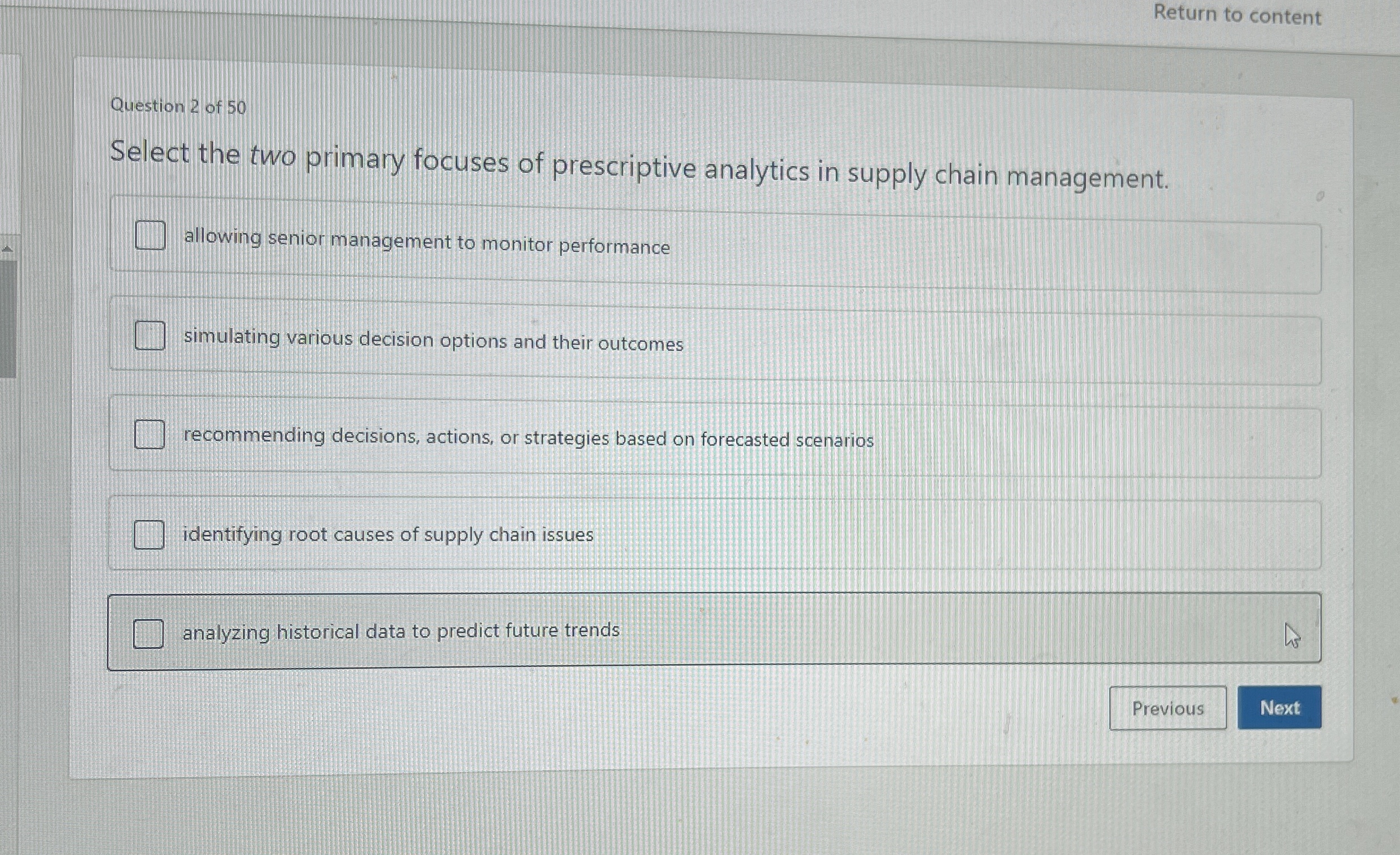 Solved Return to contentQuestion 2 ﻿of 50Select the two | Chegg.com