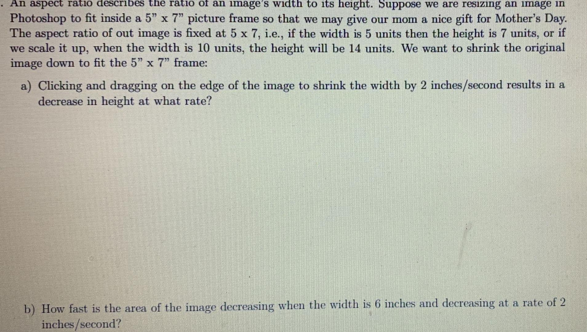 Solved An aspect ratio describes the ratio of an image's | Chegg.com