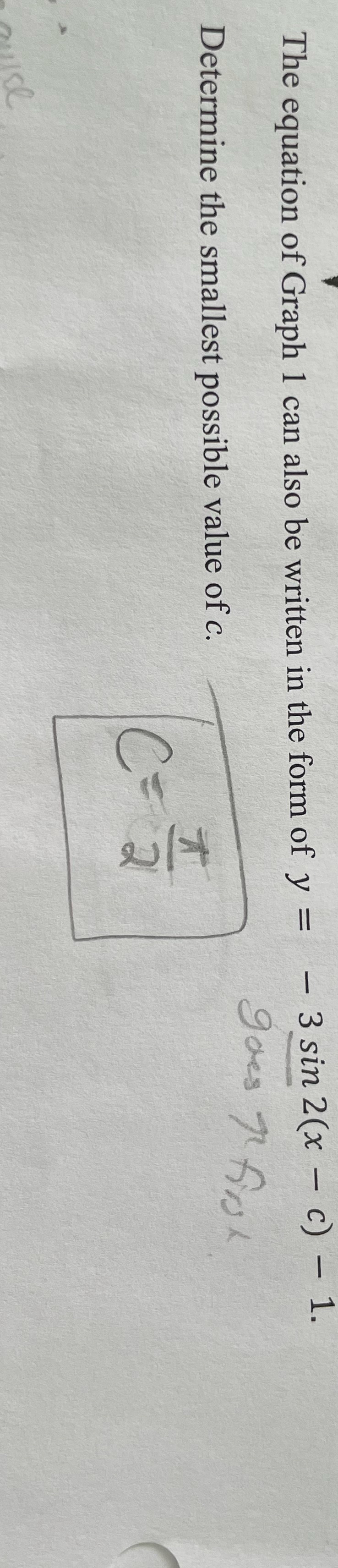 Solved The equation of Graph 1 ﻿can also be written in the | Chegg.com