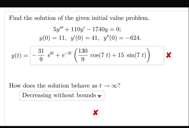 Find the solution of the given initial value | Chegg.com