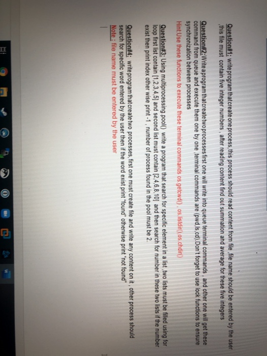 Question#1: write program thatcreate one process, | Chegg.com