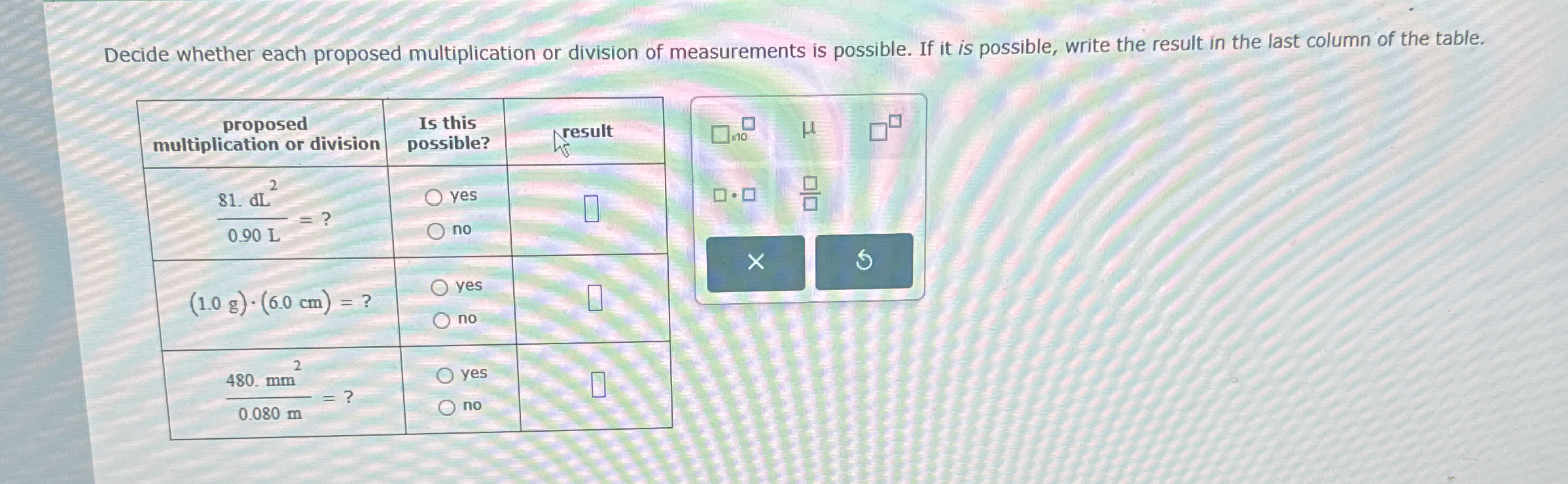 Solved Decide whether each proposed multiplication or | Chegg.com