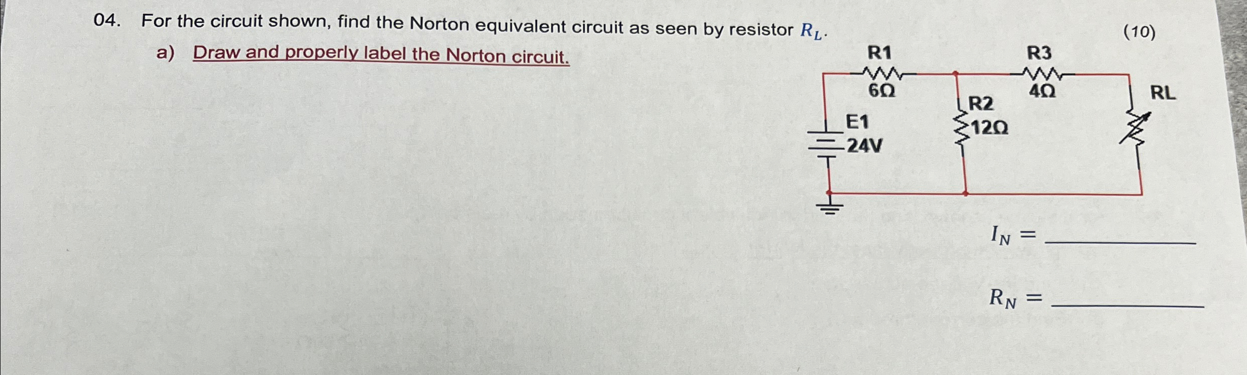 Solved For the circuit shown, find the Norton equivalent | Chegg.com