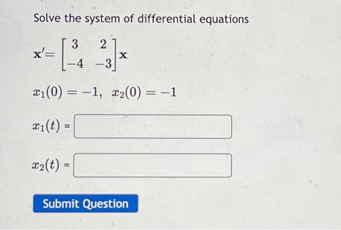 Solved Solve the system of differential equations | Chegg.com