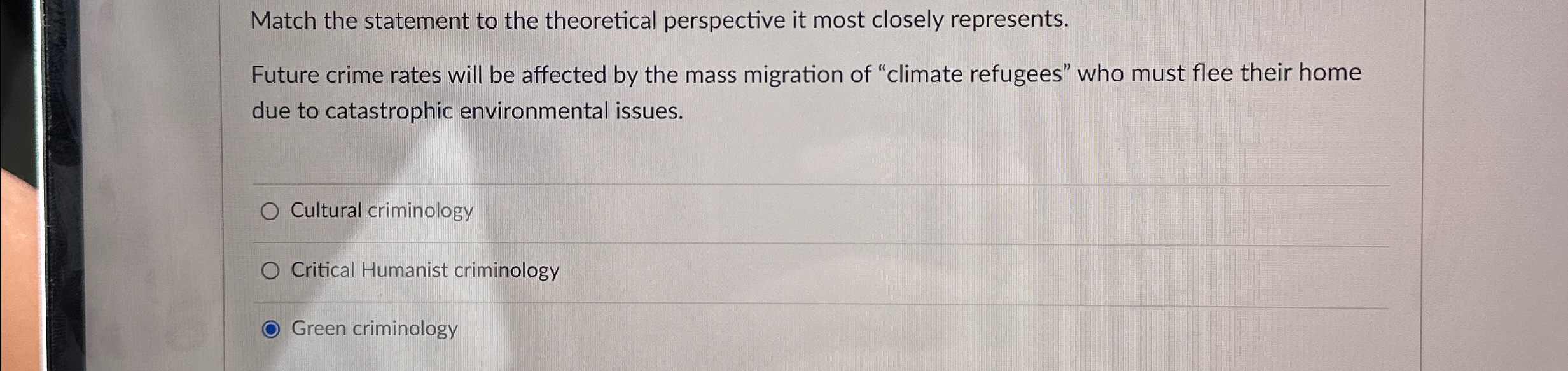 Solved Match the statement to the theoretical perspective it | Chegg.com