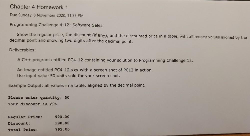 Solved Chapter 4 Homework 1 Due Sunday, 8 November 2020, | Chegg.com