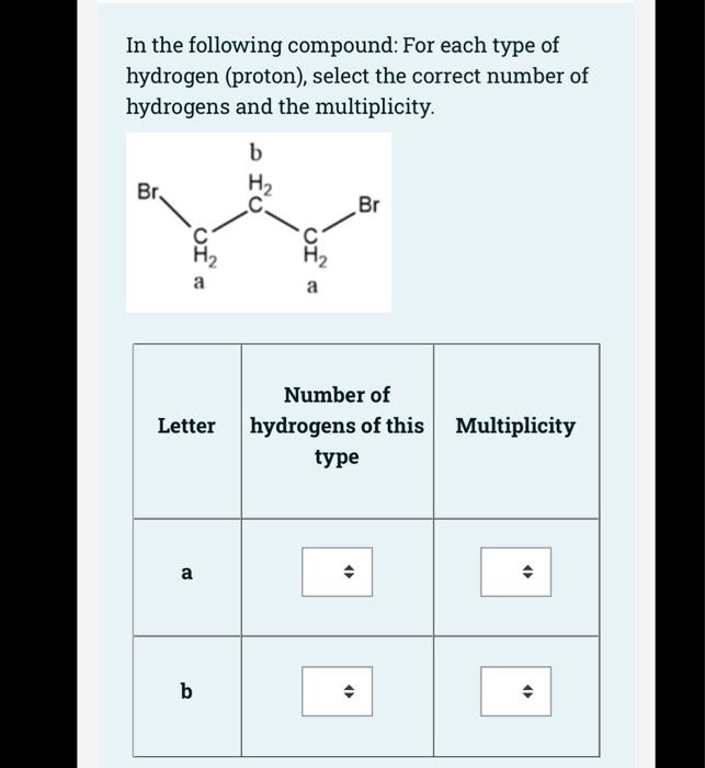Solved In the following compound: For each type of hydrogen | Chegg.com