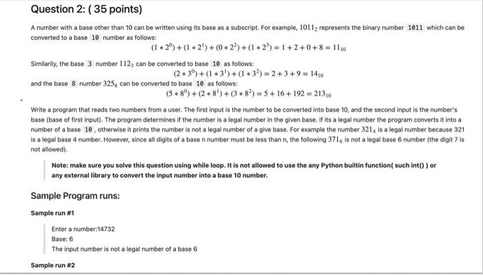 Solved A Number With A Base Other Than 10 Can Be Written