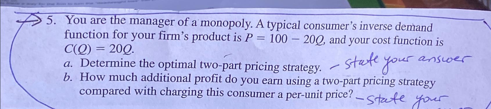 Solved You are the manager of a monopoly. A typical | Chegg.com