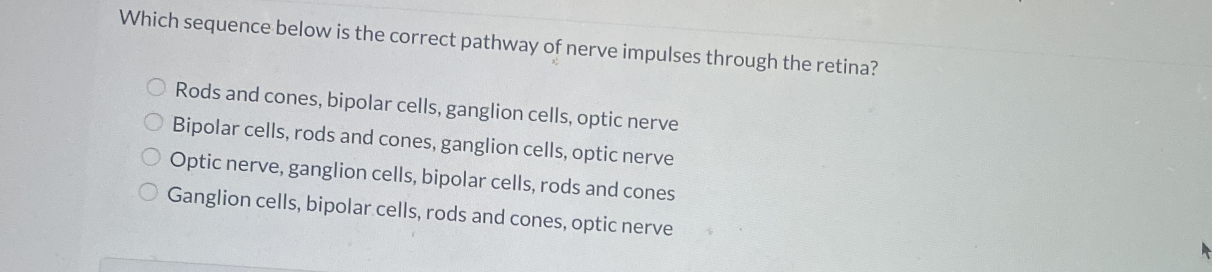 Solved Which sequence below is the correct pathway of nerve | Chegg.com