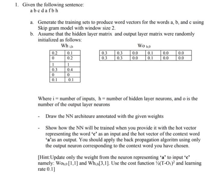 Solved Given the following sentence: abcdafb a. Generate the | Chegg.com