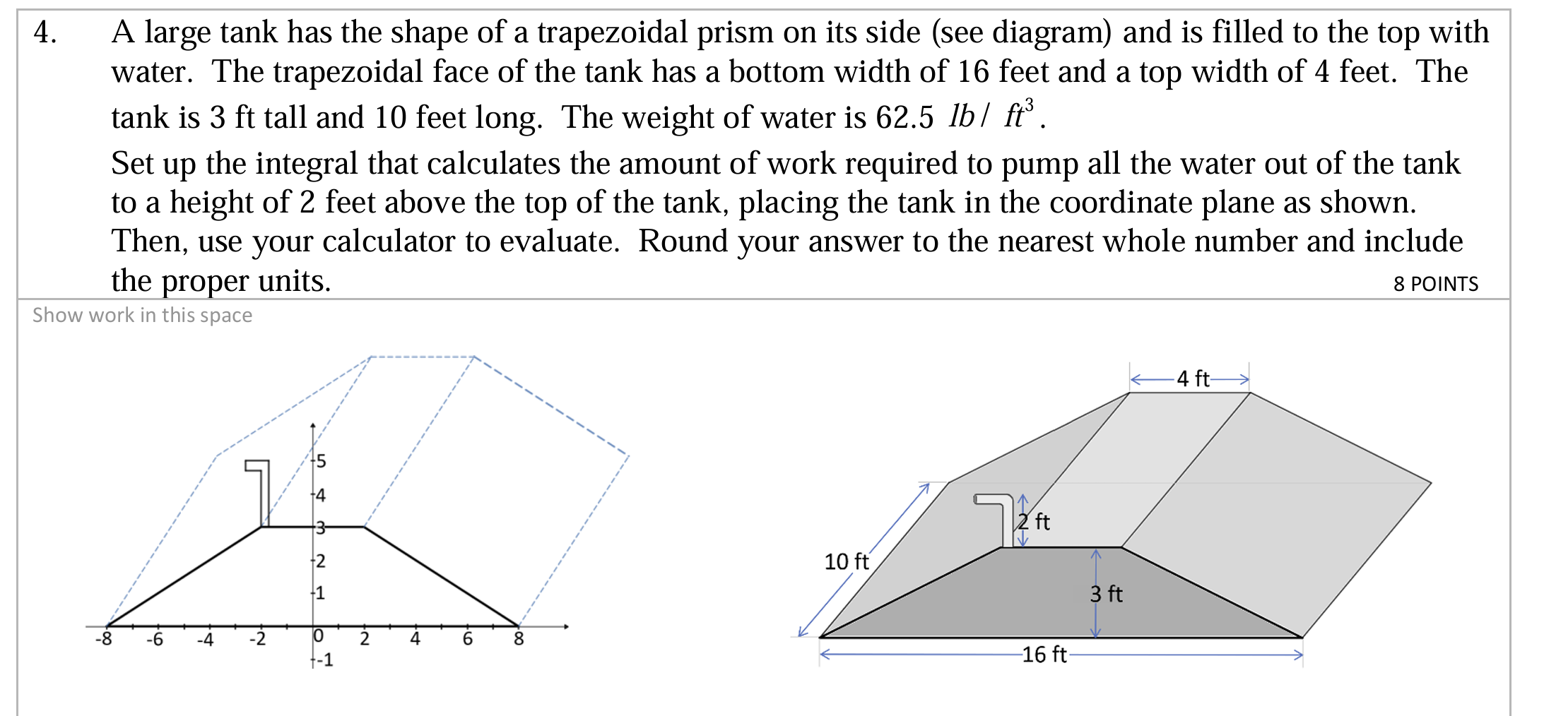Solved 4. ﻿A large tank has the shape of a trapezoidal prism | Chegg.com