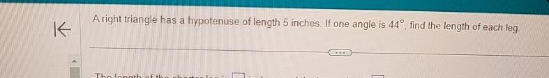 Solved A right triangle has a hypotenuse of length 5 | Chegg.com