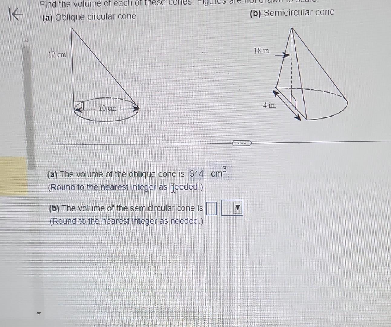 Solved (b) Semicircular cone (a) Oblique circular cone (a) | Chegg.com