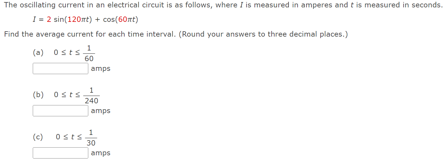 Solved The oscillating current in an electrical circuit is | Chegg.com