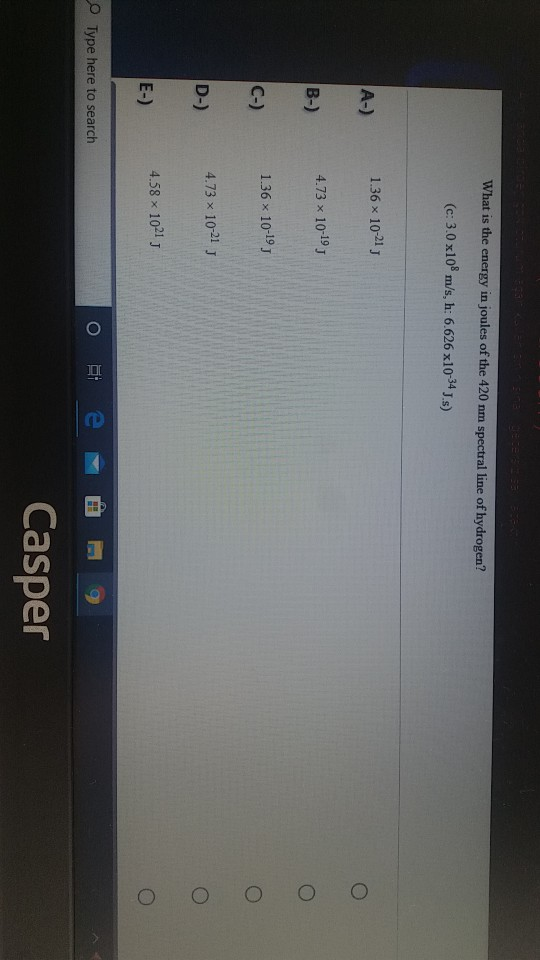 Solved What is the energy in joules of the 420 nm spectral | Chegg.com