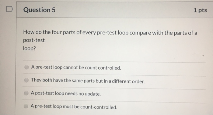 Solved Question 5 1 pts How do the four parts of every | Chegg.com