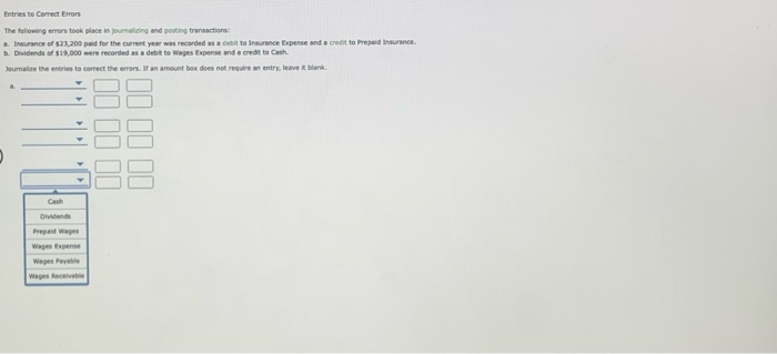 Solved Entries to correct Errors The following errors took | Chegg.com