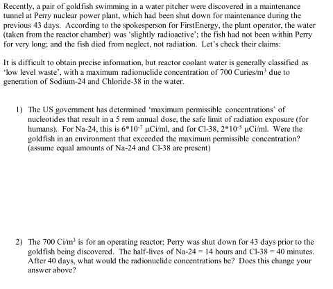 Solved The 700Cim3 is ﻿for an ﻿operating reactor; Perry was | Chegg.com