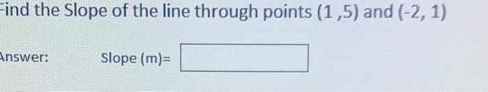 Solved Find the Slope of the line through points (1,5) and | Chegg.com