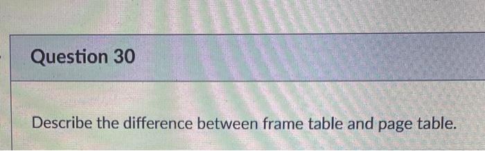 Solved Question 30 Describe the difference between frame | Chegg.com