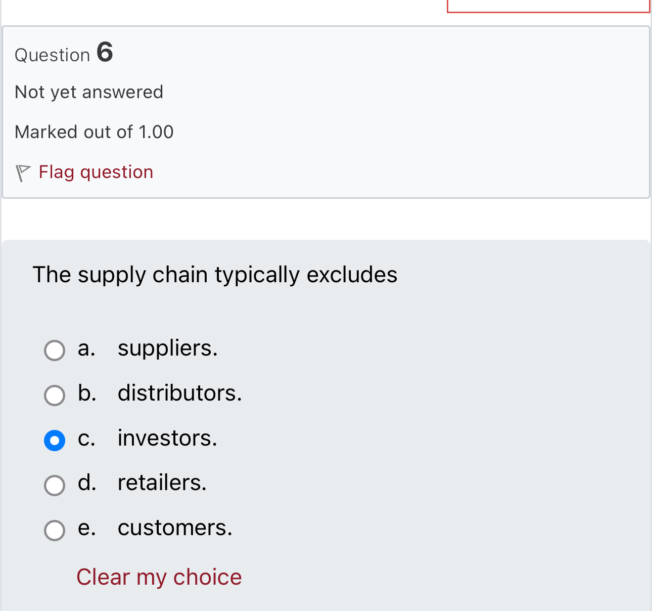 Solved Question 6Not yet answeredMarked out of 1.00Flag | Chegg.com Solved Question 6Not yet answeredMarked out of 1.00Flag | Chegg.com