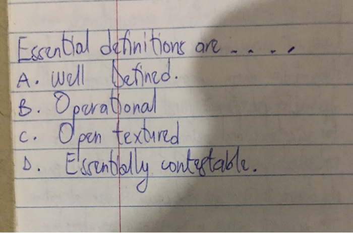 Solved Essential definitions are ..... | Chegg.com