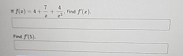 Solved If f(x)=4+7x+4x2, ﻿find f'(x). | Chegg.com