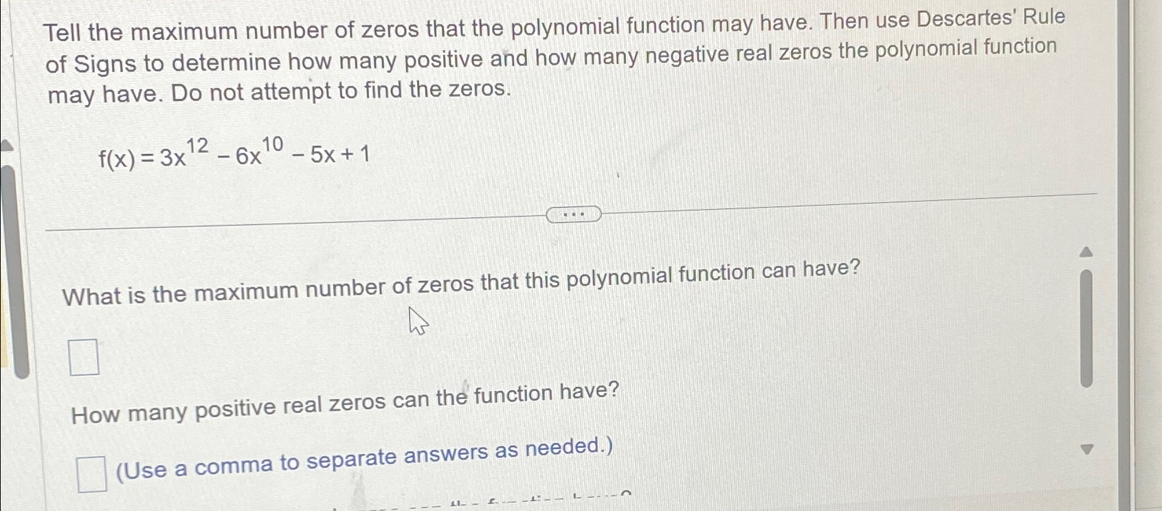 Solved Tell the maximum number of zeros that the polynomial | Chegg.com