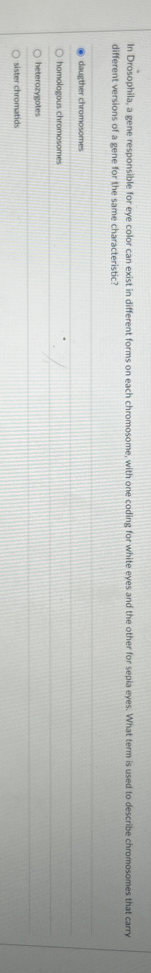 Solved In Drosophila, a gene responsible for eye color can | Chegg.com