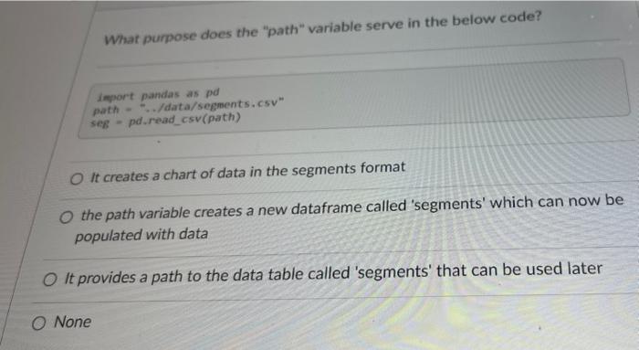 Solved What purpose does the "path" variable serve in the | Chegg.com
