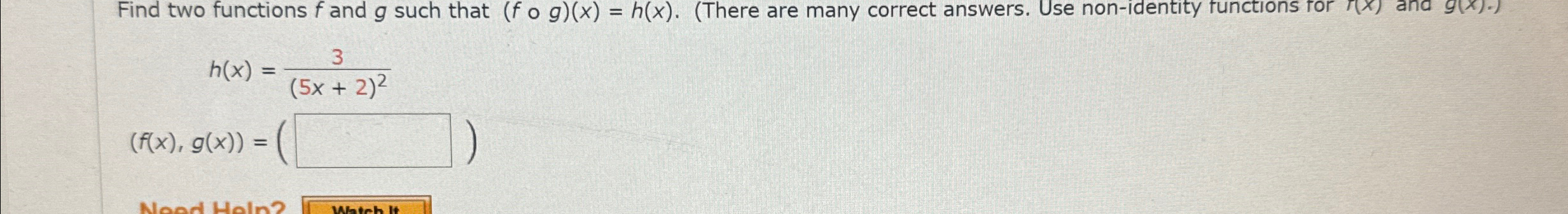 Solved Find two functions f ﻿and g ﻿such that | Chegg.com
